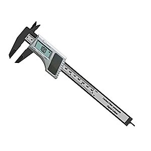Precise 6" Solar Digital Caliper | Dual Power (Solar & Battery) | Carbon Fiber Composite | 0-150mm (6") Range | 0.1mm (0.01") Resolution | Zero Setting