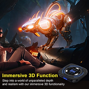 Android TV Box 12.0 2GB 16GB Support 8K Dual-WiFi 2.4G 5.8G TV Box Android H618 Chipset with HDR10 BT4.0 USB 2.0 3D Ethernet with Mini Backlit Keyboard