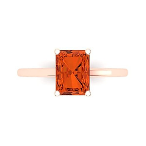 Clara Pucci 2.0 ct Emerald Cut Solitaire Red Simulated Diamond Engagement Bridal Promise Anniversary Ring 18K Rose Gold Size 8.75