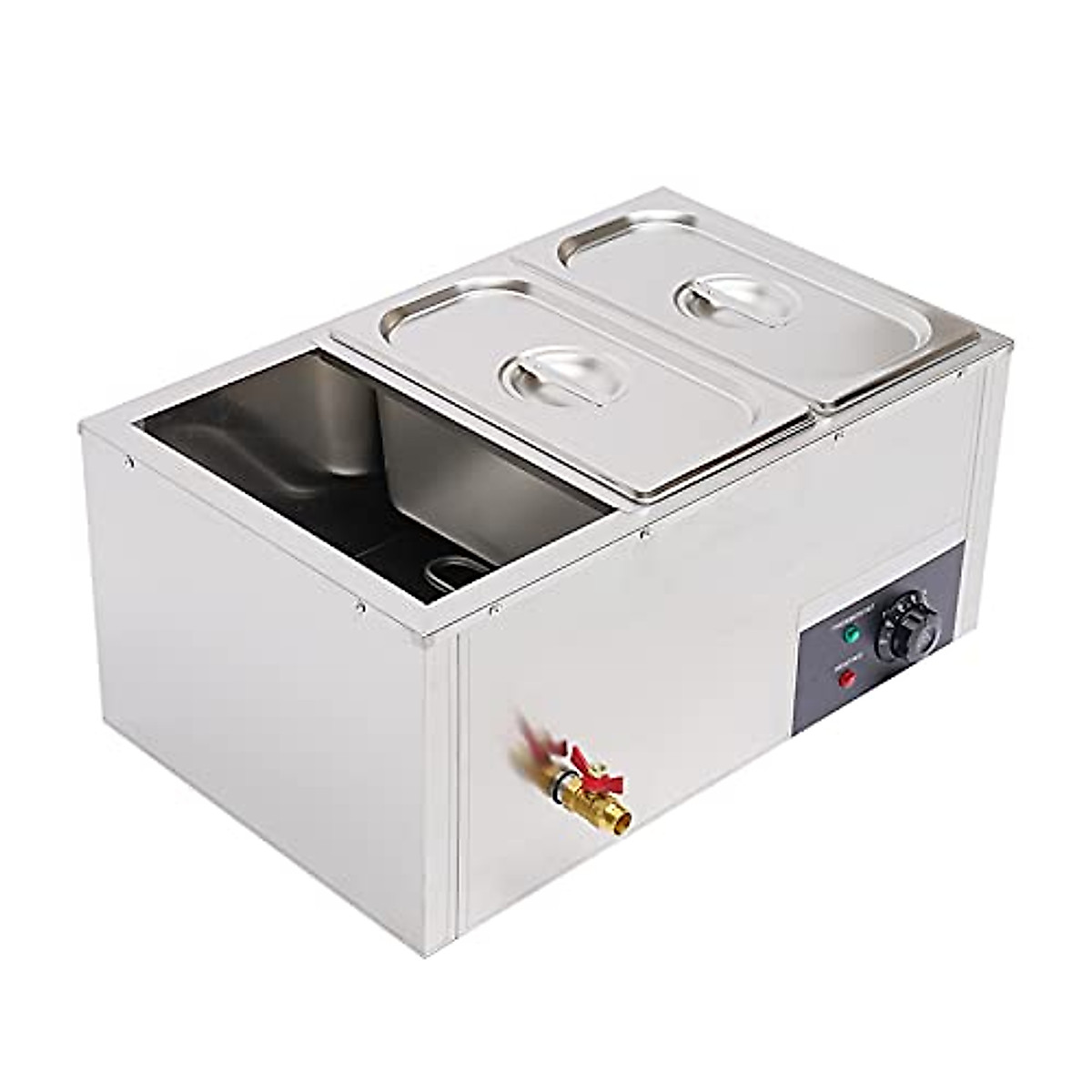 3-Pan Electric Commercial Food Warmer Steamer, 110V 850W Stainless Steel Bain-Marie Buffet Countertop Buffet Steamer Steam Table Wet Heat (3-pan)