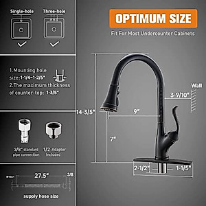 APPASO Pull Down Kitchen Faucet with Sprayer Oil Rubbed Bronze, Single Handle One Hole High Arc Pull Out Spray Head Kitchen Sink Faucet with Deck Plate