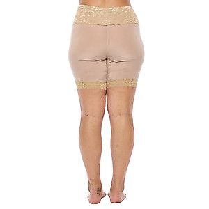 Undersummers Lace Slip Shorts, Shortlette Slip Shorts for Women Under Dress, Thigh Anti Chafing Shorts Women with Full Coverage (XL, Beige)