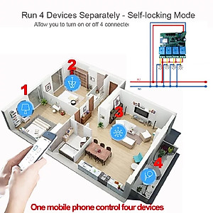 MHCOZY 4 Channel Smart WiFi RF Bluetooth Wireless Dry Contact Relay Switch Module,Phone app Remote Control,Work with Alexa Google Home (Tuya 4CH 5V AC/DC7-32V)