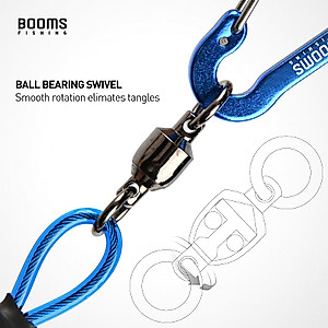Booms Fishing T02 Fishing Pole Tether, Kayak Paddle Leash, Heavy Duty Fishing Lanyard for Fishing Tools/Rods/Paddles, Blue 2pcs and RB1 Rod Tie Belts Pole Straps 4pcs 4.5"