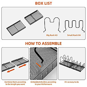 YUANNING Pot and Pan Organizer for Cabinet,Pots and Pans Organizer,Cutting Board Organizer,Pot Lid Organizer Rack,Cookware Cookie Sheet Dish Baking Sheet Lid Holder Kitchen Cabinet Organizer