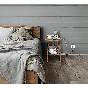 Round Side Table with Charging Station, Mid Century Modern Nightstand, End Table with USB Ports & Power Outlets, Farmhouse Bedside Table, Small Night Stand End Side Tables for Living Room Bedroom