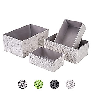 IFNOW Small Basket Set 4 - Stackable Woven Basket Paper Rope Bin, Storage Boxes for Bathroom Storage Organizer Minimalist Style