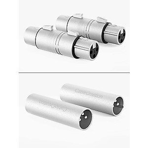 CableCreation [5-Pair XLR Female to Female & XLR Male to Male 3PIN Adapter Connector Compatible Microphone,Mixer,Silver