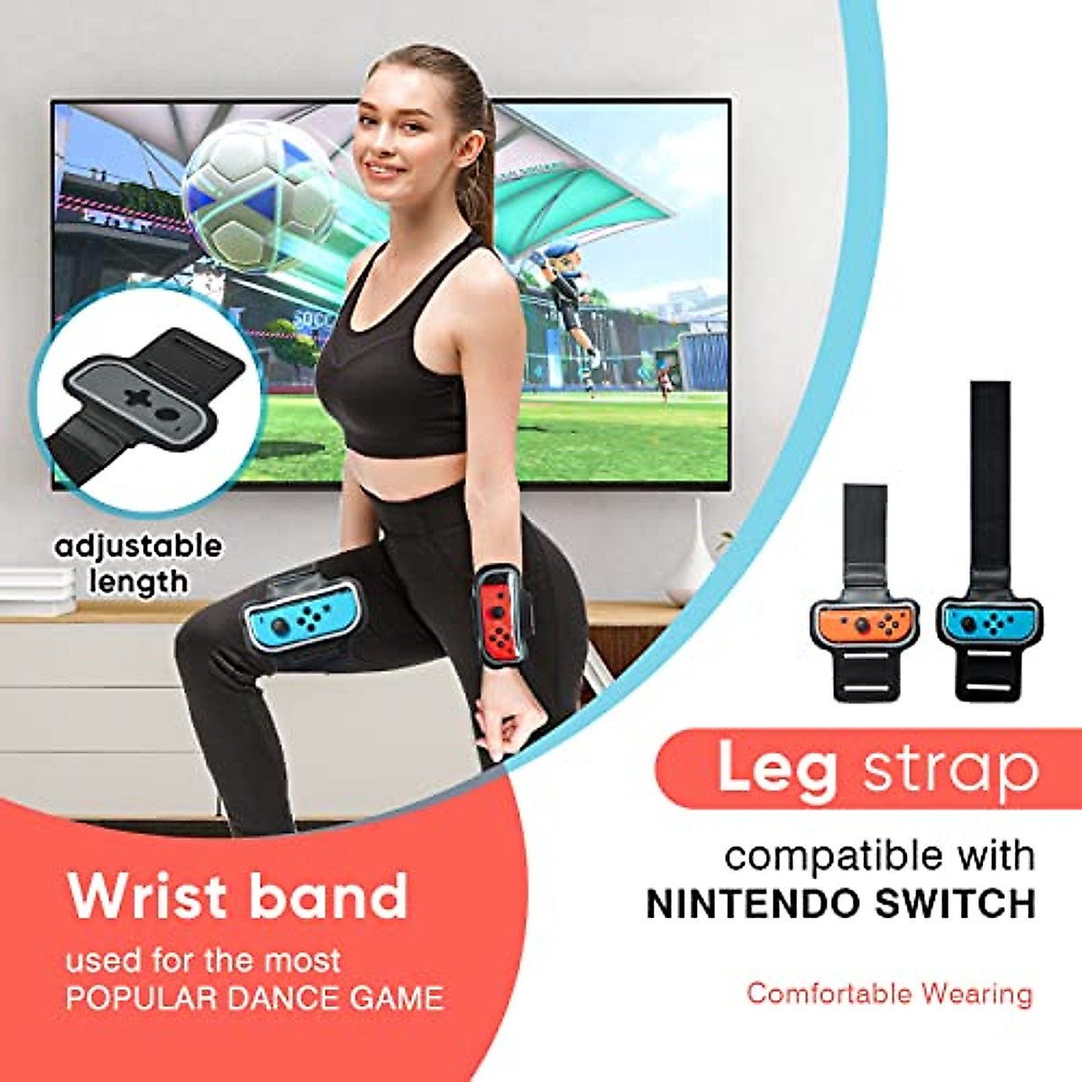 Nintendo Switch Accessories Bundle, Switch Controllers Joy-Con Grips, 12 IN 1 Accessories Kit for Switch Sports Games, Tennis Rackets, Comfort Grips Golf Clubs, Swords, Wrist Bands and Leg Strap