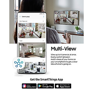 Samsung SmartThings Indoor Security Camera (GP-U999COVLBDA), 1080P HD Video with HDR, Night Vision, Advanced Motion Detection, and Two-Way Audio – Black/White