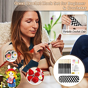 Aeelike 31pcs Crochet Hook Set, Black Gold Crochet Hooks Ergonomic with Grips for Arthritic Hands, Crochet Needles Set with Knitting & Crochet Supplies, Ideal Crochet Gift for Crochet Beginner Lover