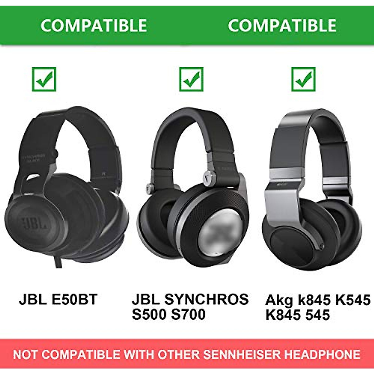 E50BT S500 Earpads - defean Replacement Ear Cushion Ear Pads Compatible with JBL SYNCHROS E50BT E50 S500 S700 Wireless Headphones (Black)
