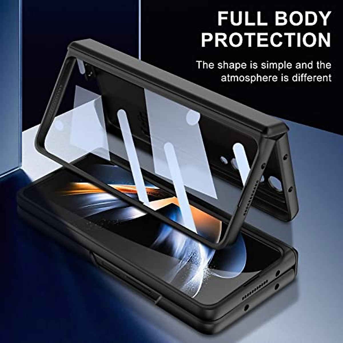 PUROOM for Samsung Galaxy Z Fold 4 Case Hinge Coverage Protective with Kickstand PC Magnetic All-Inclusive Shockproof Cover for Z Fold 4 5G (Black)