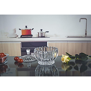 Modern-Depo Crystal Serving Bowl with Lid Glass Centerpieces for Parties Home Office Wedding Food Salad Fruit Snack Dessert Mixing Collection, 6.5 Inches