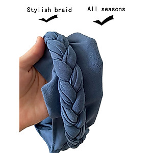 Lucky staryuan ® 3Pack Chemo Cancer Headwear for Women Soft Pre-Tied Twisted Braid Hair Cover Turban Headwear (Black Gray Light Blue)