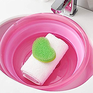 Foldable Hedgehog Bathtub, with 2 Pcs Set Bathing Brush, Plastic Small Animal Swimming Pool, Bath Sand Room Sauna, for Hedgehog Hamster, Guinea Pig,Bearded Dragon (Pink)
