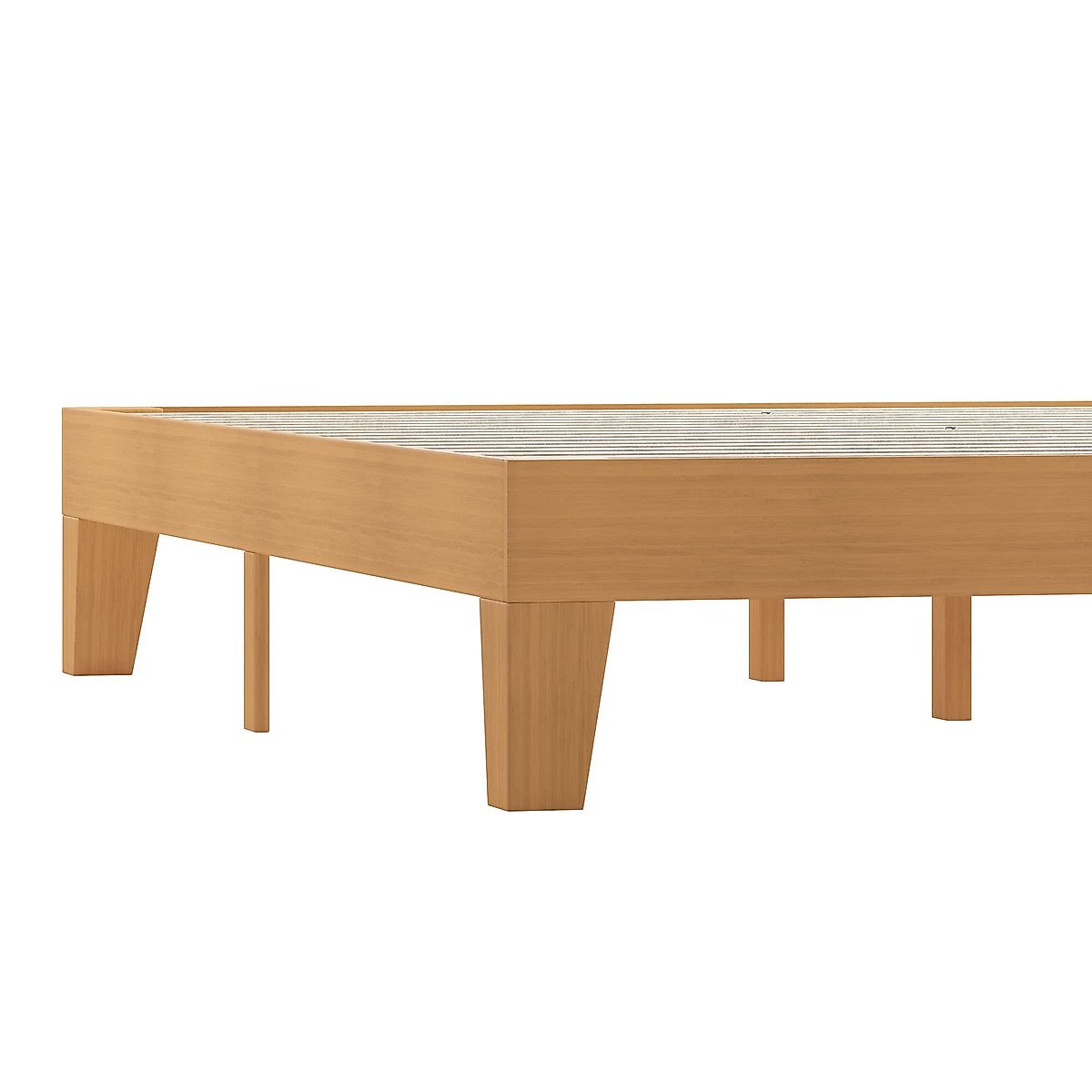 Flash Furniture Evelyn Wooden Platform Bed - Natural Pine Finish - Queen - Wooden Slat Support - No Box Spring Required - Easy Assembly