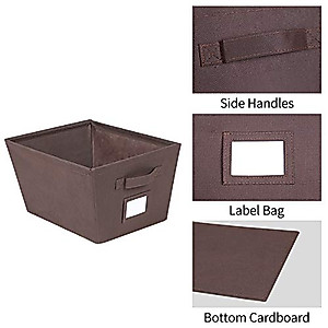 Storage Bins Cubes Baskets Containers with Dual Handles for Home Closet Bedroom Drawers Organizers, Foldable, Set of 6 (Brown)