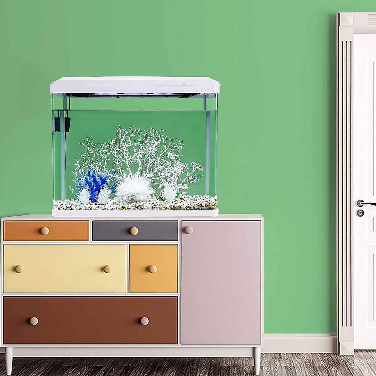 MyLifeUNIT Aquarium Plants, 7 Pack Artificial Coral Ornament for Fish Tank Decorations (White)