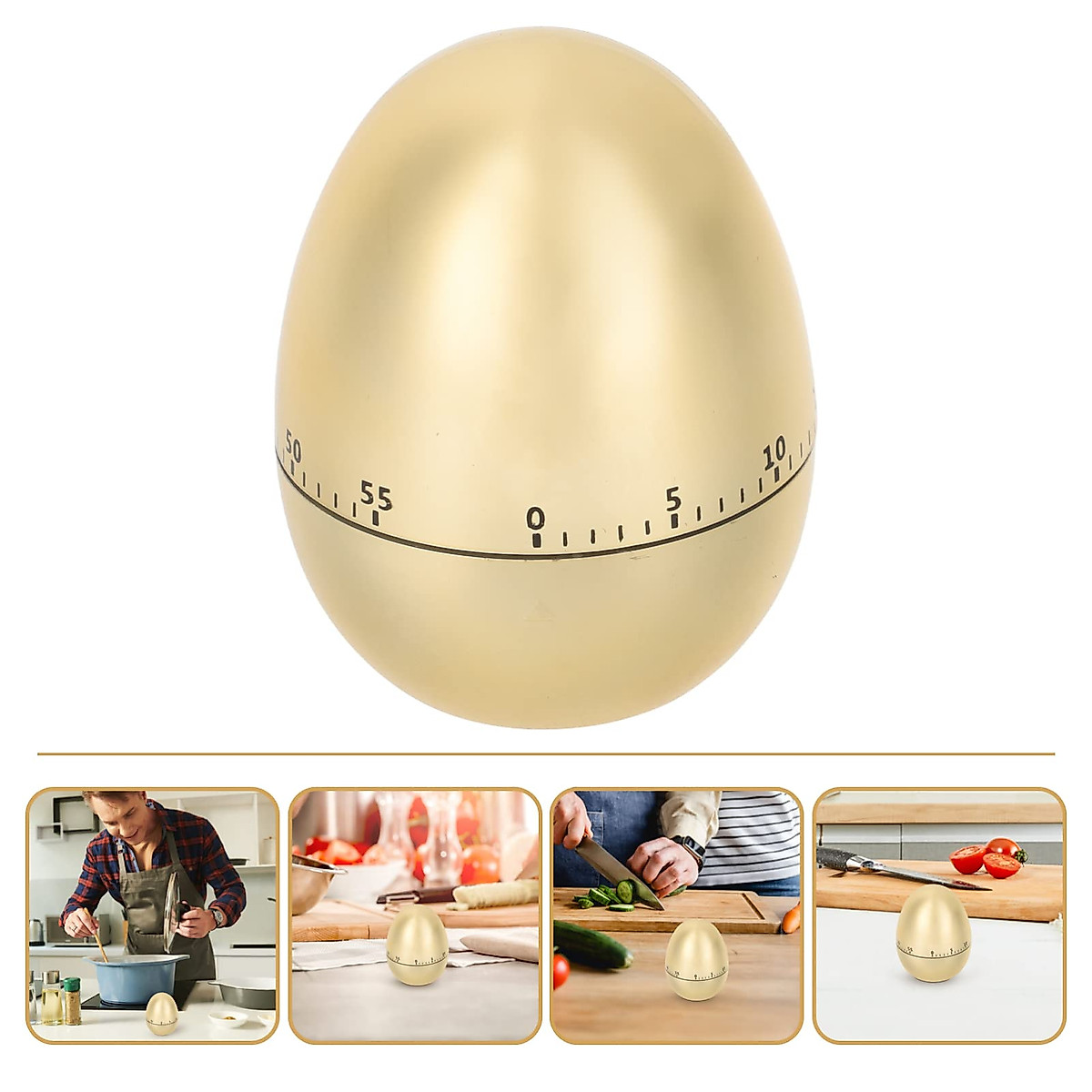 GANAZONO Egg Timer Wind up Timer Kitchen Timer Creative Cooking Timer Reminder Timer Cute Mechanical Timer Rotating Alarm Clock with 60 Minutes for Baking Learning Study Gold