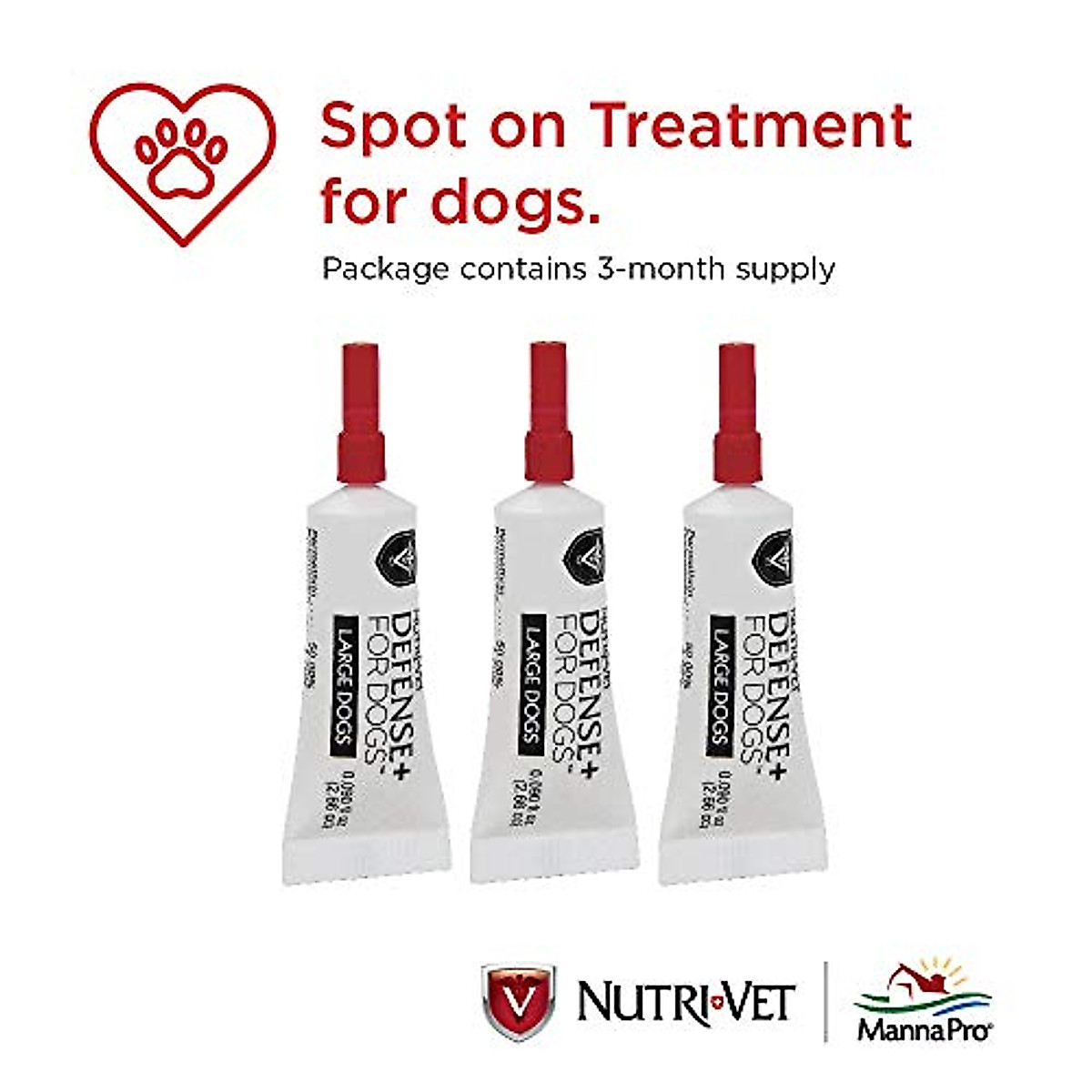 Nutri-Vet Defense Plus Flea & Tick Control for Large Dogs, 33 lb-66 lb, Model: 1030239