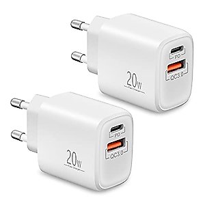 European Travel Plug Adapter, LUOSIKE 2-Pack 20W Dual Port Fast USB C Wall Charger Block International US to Europe EU Type C Power Adapter for iPhone 13 12 11 Pro Max XR XS X 8, Pad, Samsung, Android