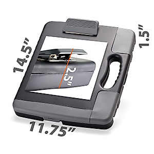 Officemate Portable Clipboard Storage Case, Charcoal (83301)