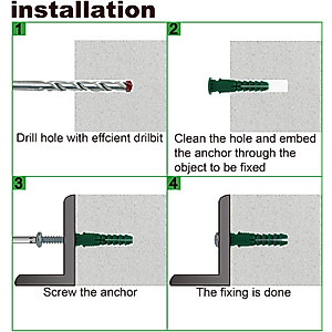T.K.Excellent Plastic Self Drilling Drywall Ribbed Anchors with Phillips Pan Head Self Tapping Screws Assortment Kit,66 Pieces