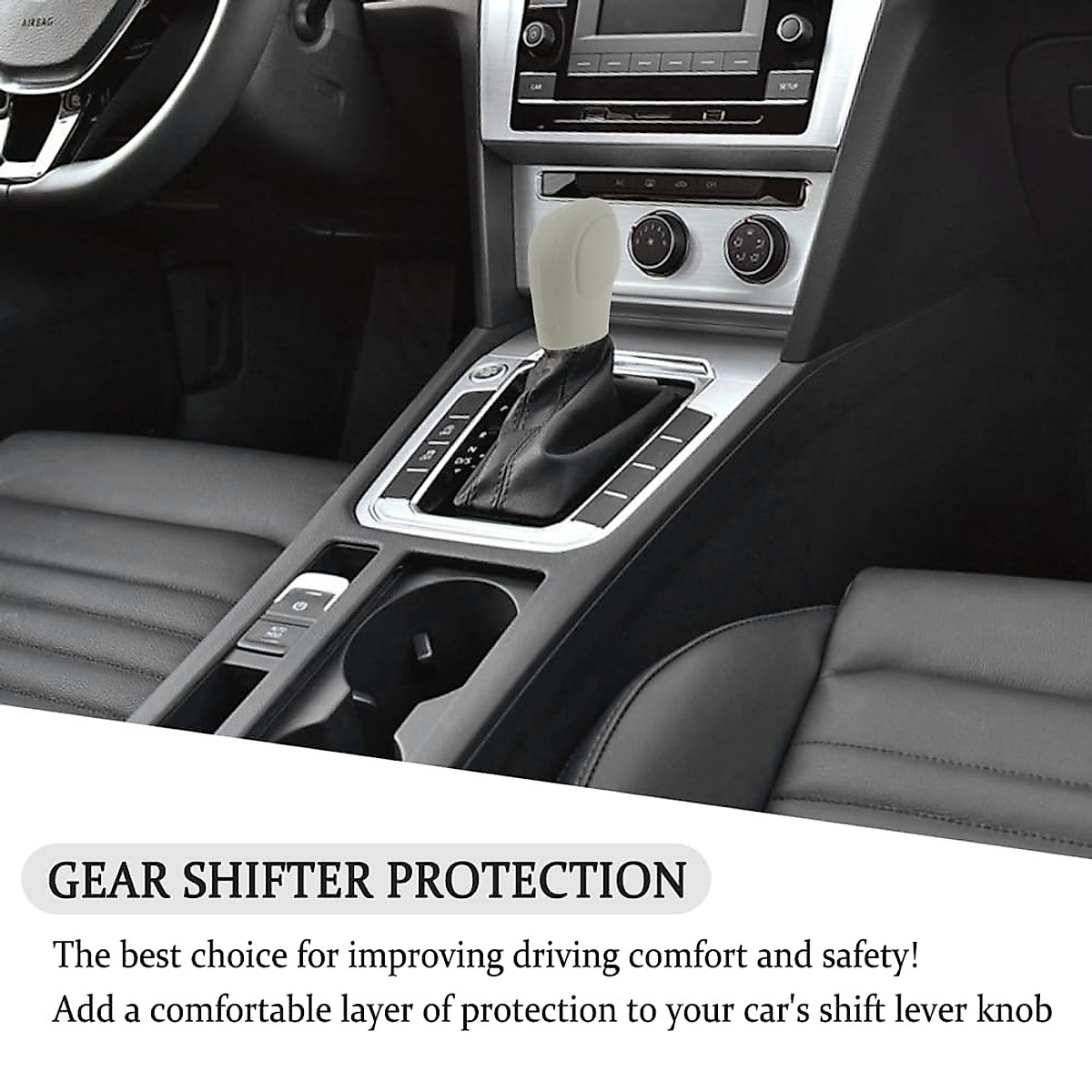 OFBAND 2PCS Silicone Car Gear Shift Cover,Anti-Slip Shift Knob Cover Effectively Protects Stick Shift Knob,Universal car Interior Accessories Gear Shifter Knobs Decoration (Beige)