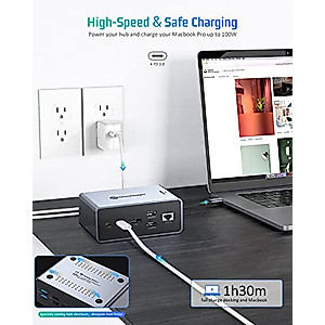 Docking Station, UtechSmart 15 in 1 Triple Monitors USB C Docking Station,Compatible with macOS&Windows,Thunderbolt 3 Dock with SSD Enclosure (2*HDMI,DP, PD3.0,SD/TF,RJ45,Audio&Micro,USB Ports)