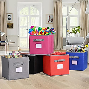 JNCHOICE Storage Cubes 2 Packs Folding Thicker Fabric Storage Bins Basket for Closet Shelf Cabinet Bookcase - Pink