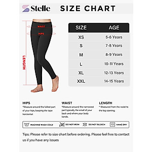 Stelle Girls Athletic Leggings Kids Dance Workout Running Yoga Pants with Hidden Pocket (Black, 12-13 Years)