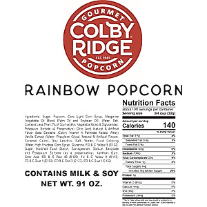 Colby Ridge Gourmet Craft Popped Gluten Free Popcorn Bulk Sized Large Gift Party Bags (Bulk 5 Gal. 80 Cups) (Rainbow)
