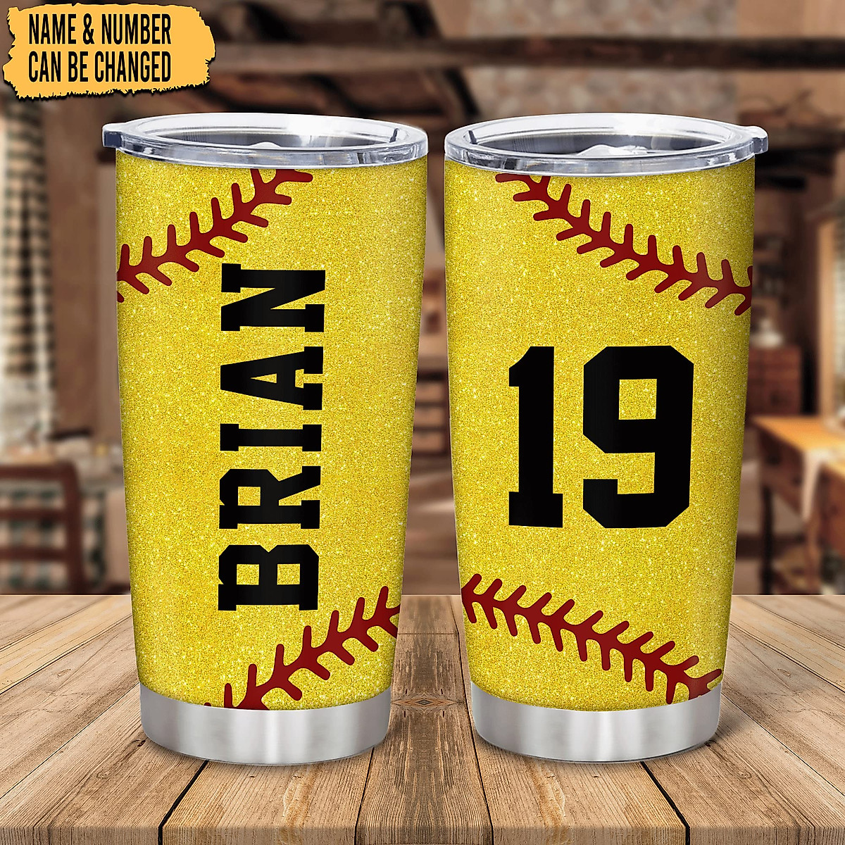 Hyturtle Personalized Softball Tumbler - Softball Print Custom Name Stainless Steel Tumbler 20oz With Straw Lid - Softball Gifts For Mom Women Men Fan Coach Sport Lovers Birthday Mother's Day