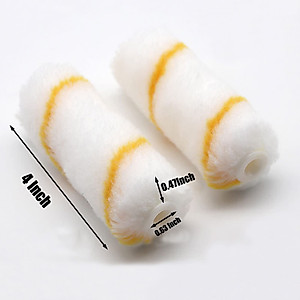 100 Pieces 4 Inch Paint Roller Covers Small Roller Nap with Roller Frame Kit Mini Paint Rollers for House Painting Wall Painting Tools