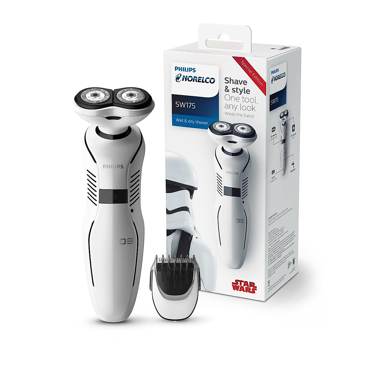 Philips Norelco Special Edition Star Wars Storm Trooper Wet & Dry Electric Shaver & Styler, SW175/81