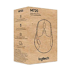 Logitech M720 Triathlon Multi-Device Wireless Mouse, Bluetooth, USB Unifying Receiver, 1000 DPI, 8 Buttons, 2-Year Battery, Compatible with Laptop, PC, Mac, iPadOS - Black