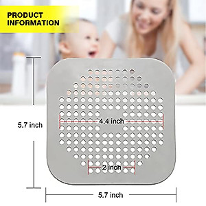 COPPATAOPP Drain Hair Catcher, Square Silicone Shower Drain Hair Catcher, Stable Hair Drain Catcher Bathtubr with Suction Cup, Easy to Install Bathroom Kitchen Sink Drain Strainer 2 Pack (Grey White)