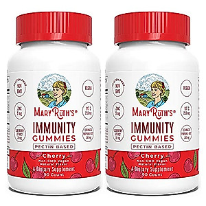 MaryRuth's Immune Support Elderberry Gummies with Echinacea | Vitamin C and Zinc for Adults & Kids | Immune Defense Gummy Vitamins | Cherry | Vegan | Non-GMO | 2 Pack | 90 Count