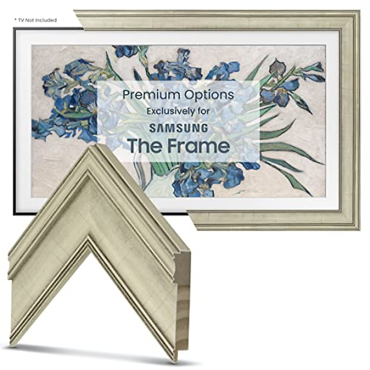 Deco TV Frames - Antique White Smart Frame Compatible ONLY with Samsung The Frame TV (65", Fits 2021-2023 Frame TV)