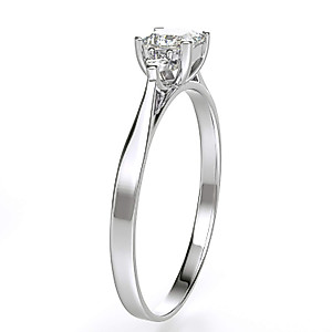 The Jewelry Galleria 14K White Gold Princess Cut Center Stone White CZ 3 Three Stone Engagement Ring Size 7