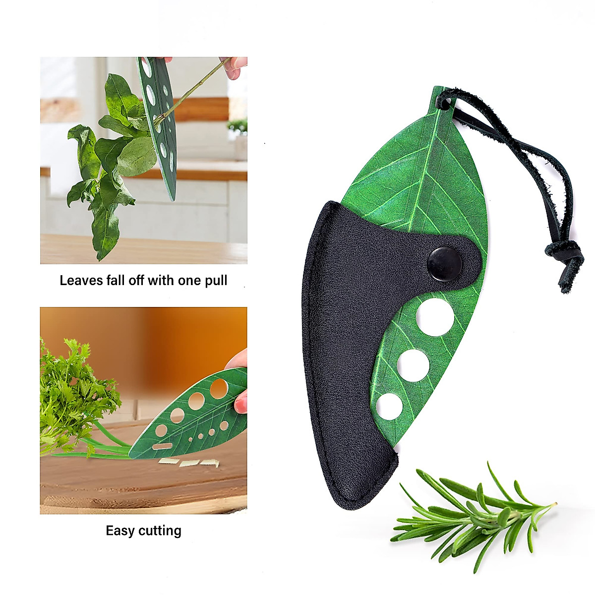 Herb Stripper 9 hole Herb Cutter Stainless Steel Kitchen Herb Leaf Stripping Tool LooseLeaf Kale Razor Metal Herb Pealer for Kale, Chard, Collard Greens, Thyme, Basil, herb stripper tool