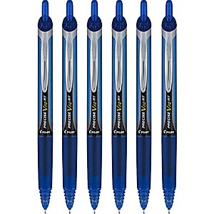 Pilot Precise V10 RT Retractable Liquid Ink Rollerball Pens, Bold Point, 1.0mm, Blue Ink, 6 Count