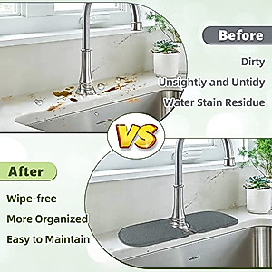 LOPNUR Faucet Mat for Kitchen Sink, 15”x 5” Kitchen Sink Splash Guard Behind Faucet, Sink Faucet Absorbing Mat for Kitchen & Bathroom, Washable Microfiber Faucet Splash Guard for Sink【Grey, 2 Pack】