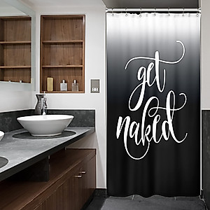 Riyidecor Small Stall Shower Curtain Ombre Get Naked 36Wx72H Inch Black White Texture Single Cool Abstract Funny Fashion Modern Unique Urban Trendy Polyester Waterproof Home Bathroom Decor Fabric