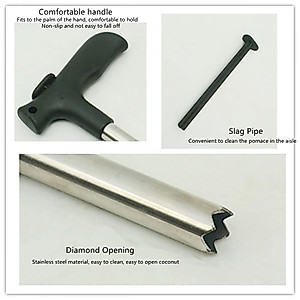 2 Pcs Coconut Opening Tool,Stainless Steel Punch Tap Knife Opener for Fresh Coconut Water,Easy & Convenient Straw Hole Maker Black