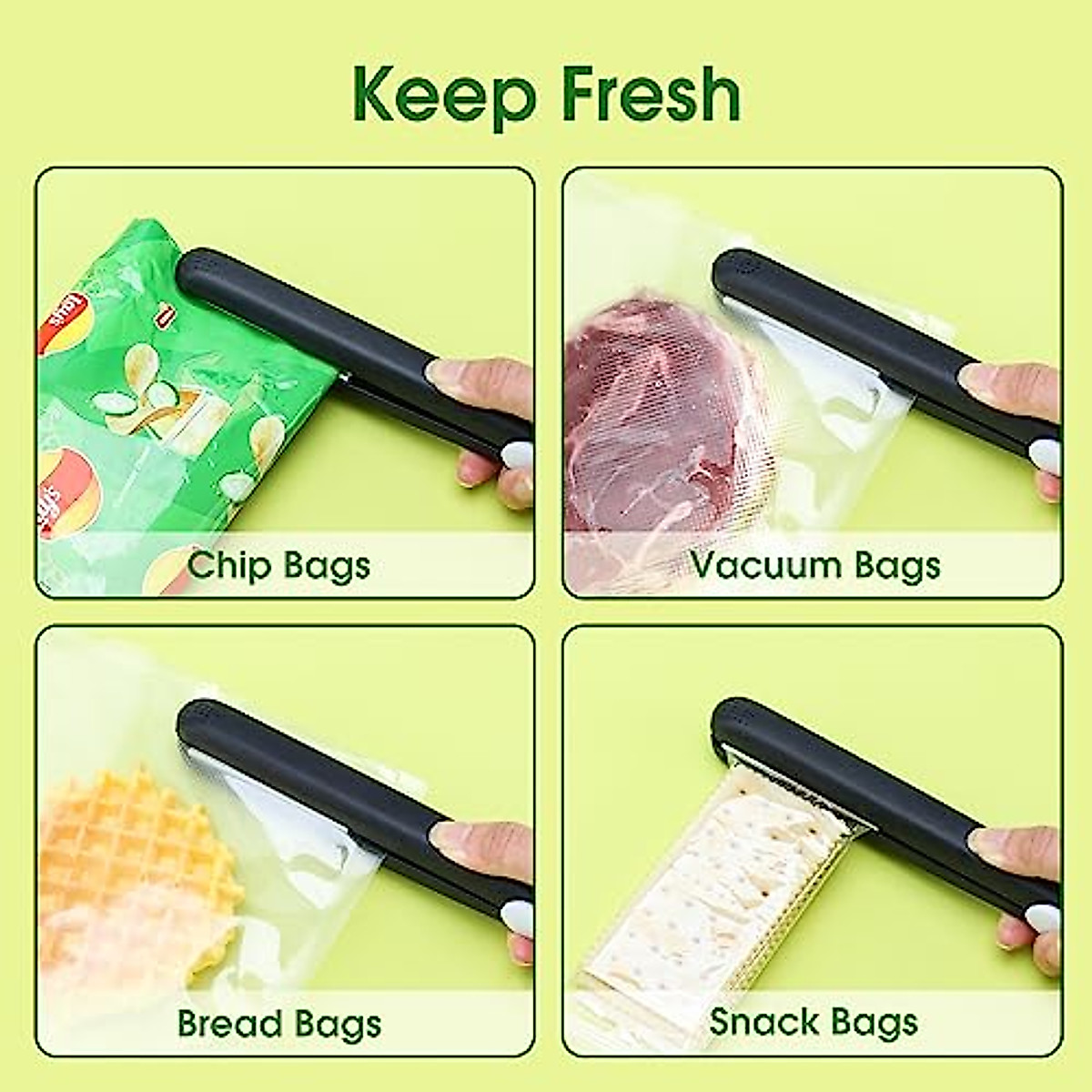 NOVFIT Mini Bag Sealer Heat Seal, Handheld Food Sealer Bag Resealer for Food Storage, Portable Smart Heat Sealer Machine for Food Bags, Black