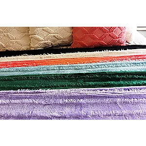 Cazlon Eyelash Textured Boho Style Decorative Throw Blanket,100% Oeko-Tex Certified Flannel Blanket, Lightweight Cozy Throw for Bed Sofa Couch (50"x60", Coral Orange)