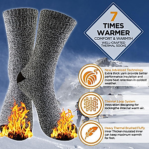 TSSPLUS 3-PAIRS Mens Winter Thermal Warm Heavy Duty Cotton Crew Work Boots Socks 9-13,Cold Weather Outdoor, Heat socks, Extreme warmer
