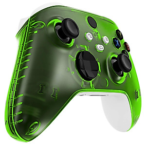 eXtremeRate Side Rails Grips Shell for Xbox Core Wireless Controller, Clear Green Replacement Part Front Housing Cover Handles Faceplate for Xbox Series X & S Controller [Controller Excluded]